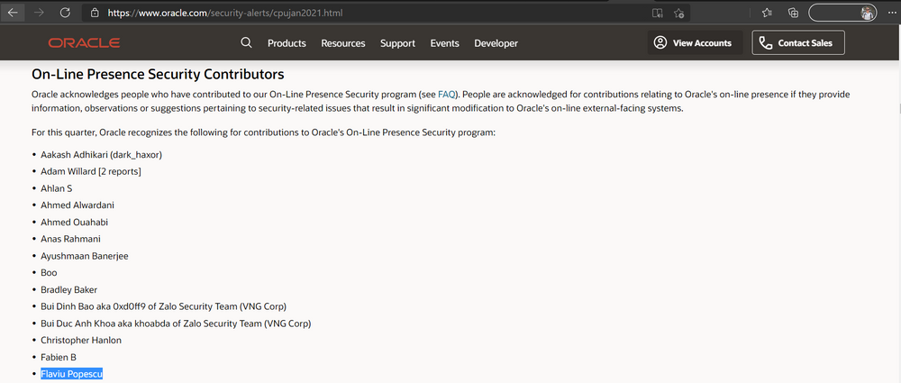Oracle Vulnerability Disclosure